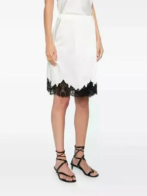 Stella McCartney Lace-trim Satin Midi Skirt - Neutrals