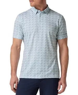 Mizzen+main Versa Short Sleeve Polo - White Dallas Mosaic
