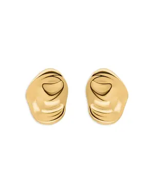 Aqua 18k-plated Sterling Silver Sculptured Oval Stud Earrings - Gold