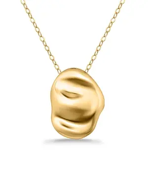 Aqua 18k -plated Sculptured Oval Pendant Necklace - Gold