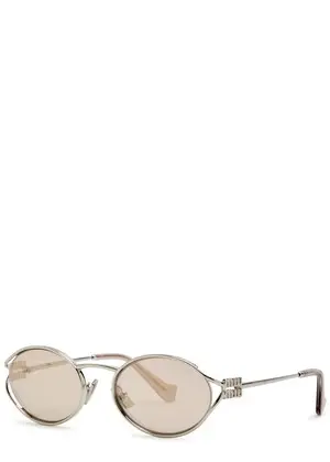 Miu Miu Oval-frame Sunglasses - Silver