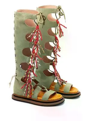Hogan Lace-up Tassel Sandals