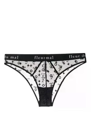 FLEUR DU MAL Monogram-embroidered Cheeky Briefs