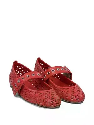 HALMANERA Laser-cut Buckle Ballet Flats - Red