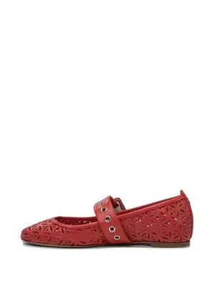 HALMANERA Laser-cut Buckle Ballet Flats - Red