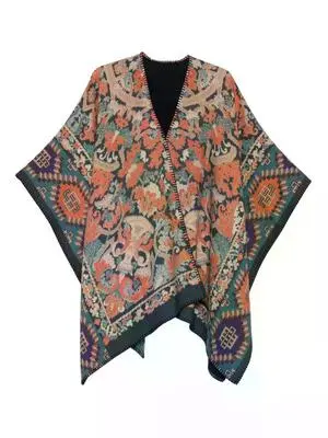PIERRE-LOUIS MASCIA Patterned Wool Cape - Blue