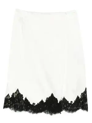 Stella McCartney Lace-trim Satin Midi Skirt - Neutrals