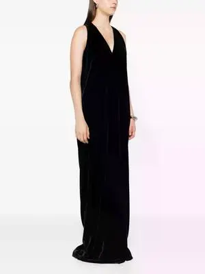 Rick Owens V-neck Velvet Maxi Dress - Black