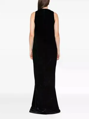 Rick Owens V-neck Velvet Maxi Dress - Black