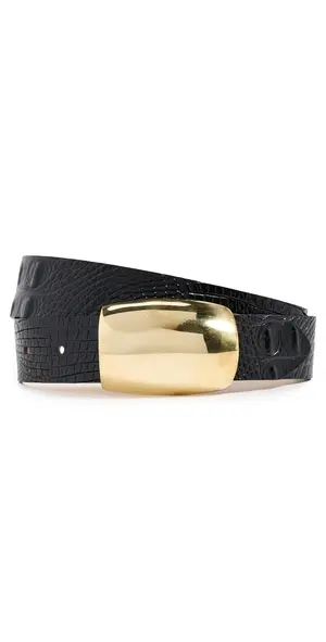 L'Agence Milou Croc Embossed Belt Black Croc Embossed