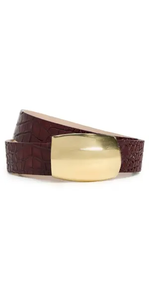 L'Agence Milou Croc Embossed Belt Burgundy Croc Embossed