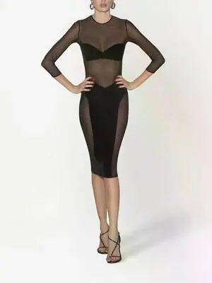 FLEUR DU MAL Mesh Panel Bodycon Dress