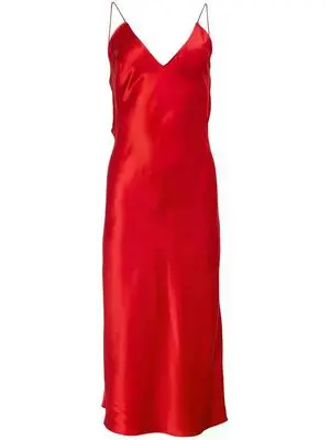 FLEUR DU MAL Crystal Midi Low-back Slip Dress - Red