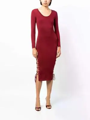 FLEUR DU MAL Lace-up Knit Midi Dress