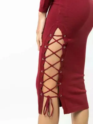 FLEUR DU MAL Lace-up Knit Midi Dress