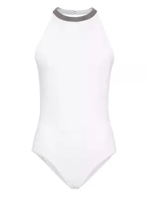 Brunello Cucinelli Monili-detail Halterneck One-piece Swimsuit - White