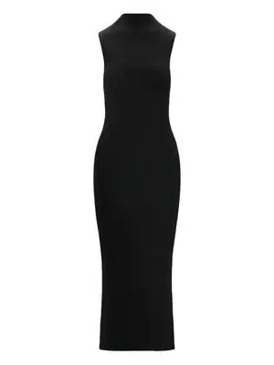 ETHER Ribbed High-neck Midi Dress