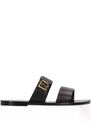 Saint Laurent Ios Buckle Leather Sandals - Black