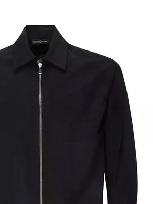 GIULIANO GALIANO Zip-front Italian-collar Shirt - Blue
