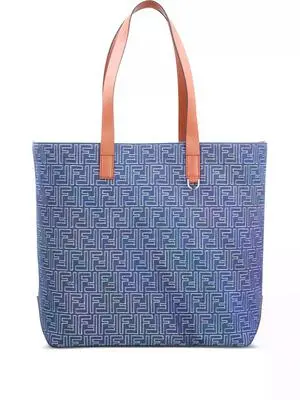 Fendi Medium Ff Jacquard Denim-effect Tote Bag - Blue