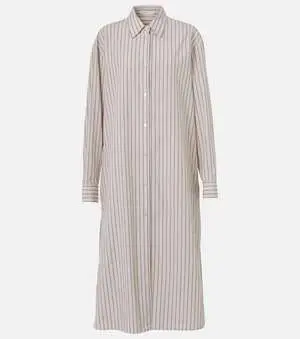 THE ROW Chihiro Striped Shirt Dress - Neutrals
