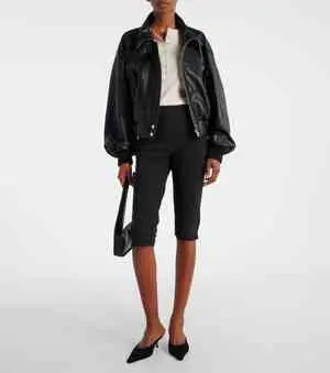Nour Hammour Briar Leather Bomber Jacket - Black