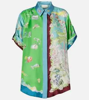 ALEMAIS Alémais Daria Printed Silk Satin Shirt - Multicoloured