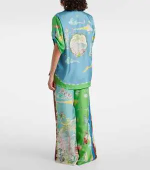 ALEMAIS Alémais Daria Printed Silk Satin Shirt - Multicoloured