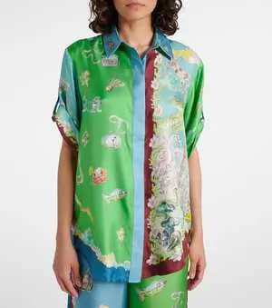 ALEMAIS Alémais Daria Printed Silk Satin Shirt - Multicoloured