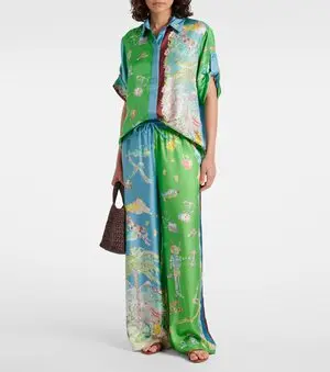 ALEMAIS Alémais Daria Printed Silk Satin Shirt - Multicoloured