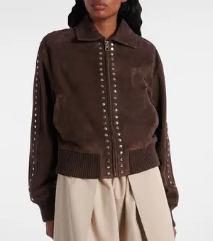 Loewe Studded Suede Bomber Jacket