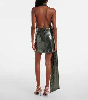 Alex Perry Draped Halterneck Sequined Minidress