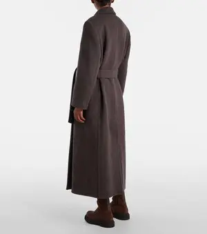 Brunello Cucinelli Wool And Cashmere Wrap Coat - Brown