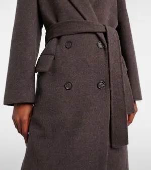 Brunello Cucinelli Wool And Cashmere Wrap Coat - Brown