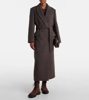 Brunello Cucinelli Wool And Cashmere Wrap Coat - Brown