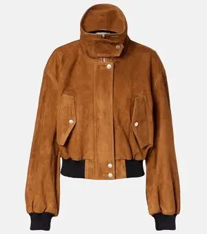 Nour Hammour Briar Suede Bomber Jacket - Brown