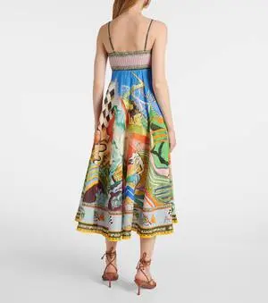 ALEMAIS Lucky Pace Printed Linen Midi Dress