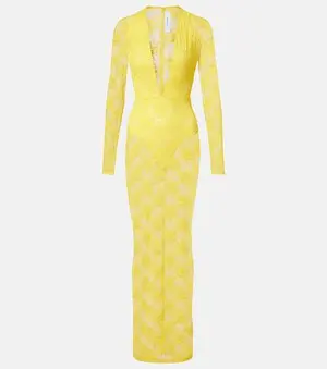 Alex Perry Sheer Lace Gown - Yellow