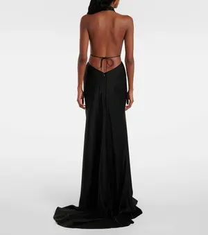 Alex Perry Halterneck Open-back Satin Crepe Gown