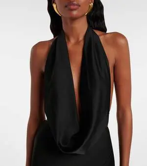 Alex Perry Halterneck Open-back Satin Crepe Gown