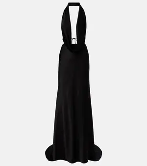 Alex Perry Halterneck Open-back Gown - Black