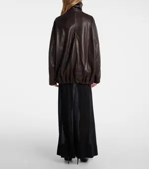 Nour Hammour Elisse Leather Bomber Jacket - Brown