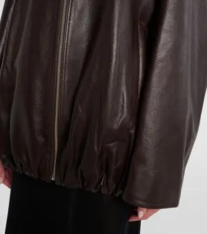 Nour Hammour Elisse Leather Bomber Jacket - Brown