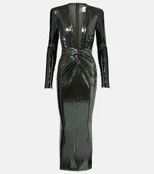 Alex Perry Gathered Sequined Gown