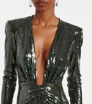 Alex Perry Gathered Sequined Gown