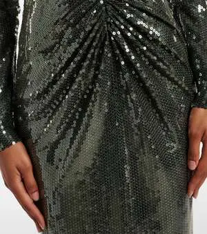 Alex Perry Gathered Sequined Gown