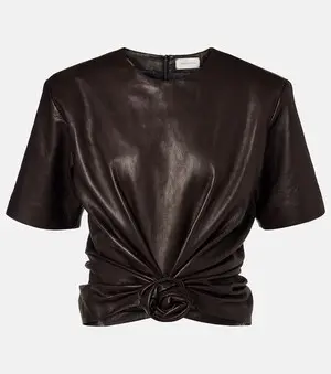 Magda Butrym Knot-detail Leather T-shirt - Brown