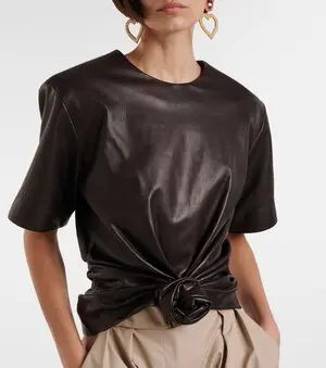 Magda Butrym Knot-detail Leather T-shirt