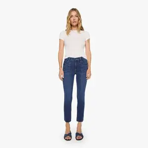 MOTHER The Mid Rise Dazzler Ankle Fray Jeans - Blue