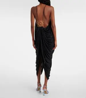 Loewe Draped Open-back Silk Midi Dress